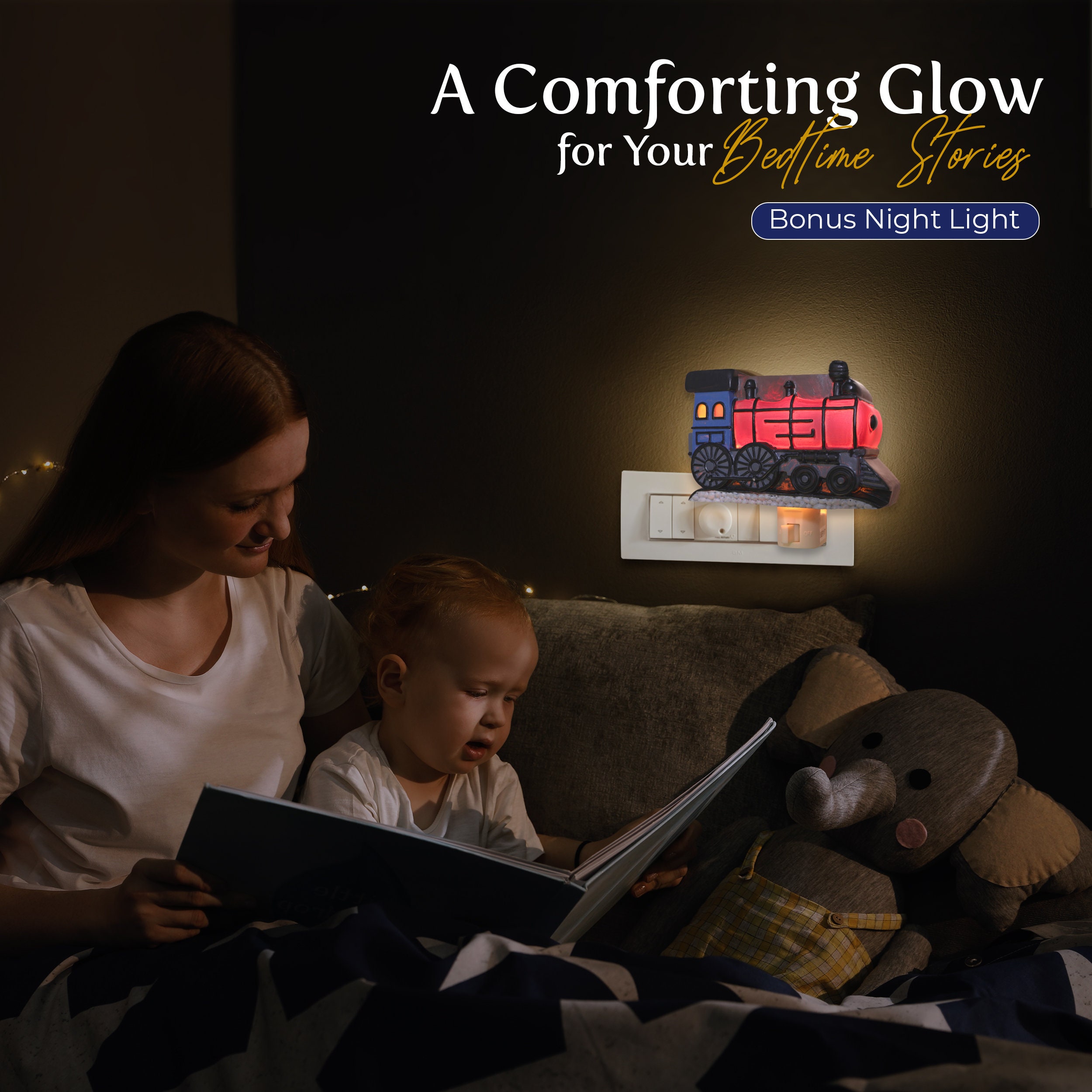 Bright Lights Train Night Light - Train Light Desk Lamp - Hand Painted ...