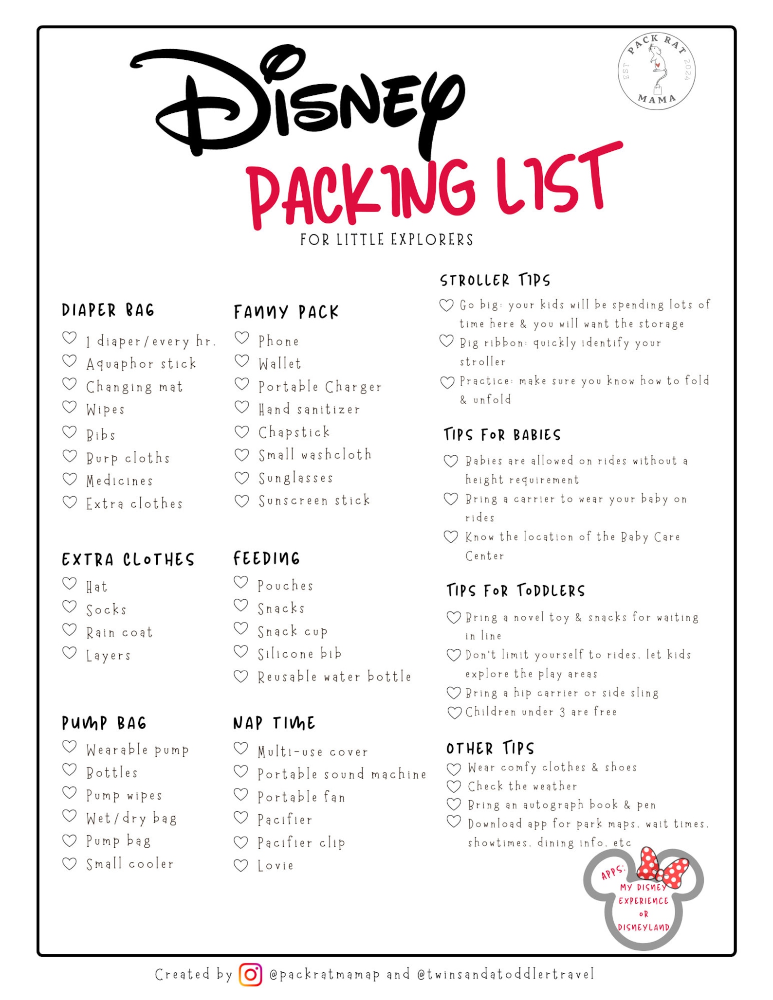 Printable Theme Park Packing List - Etsy