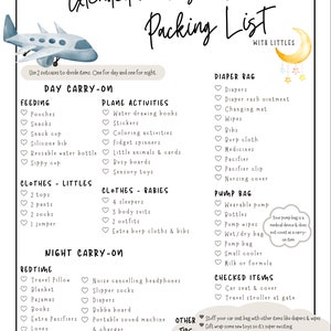 Printable Extended Overnight Flight Packing List - Etsy