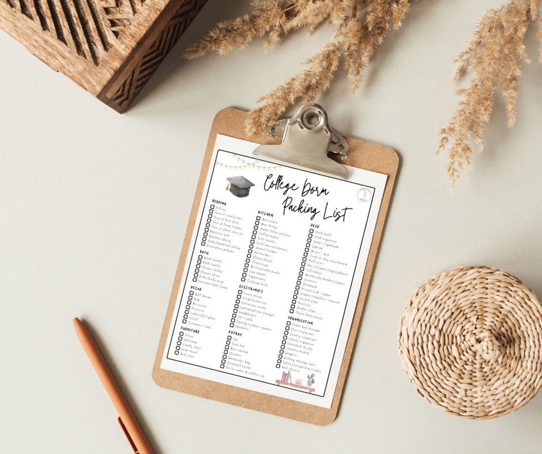 Printable College Dorm Packing List - Etsy