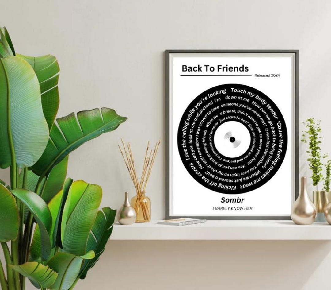 Sombr 'back to Friends' Lyrics Print: Retro Music Poster (PDF) - Etsy