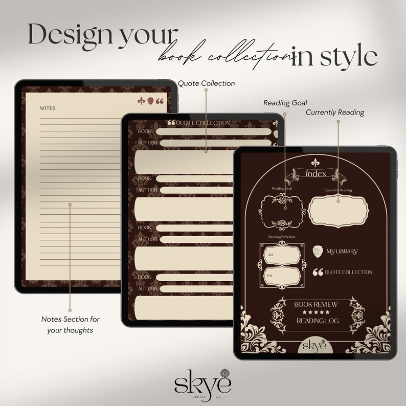 Victorian Reading Journal, Digital Reading Planner, Ipad,reading ...