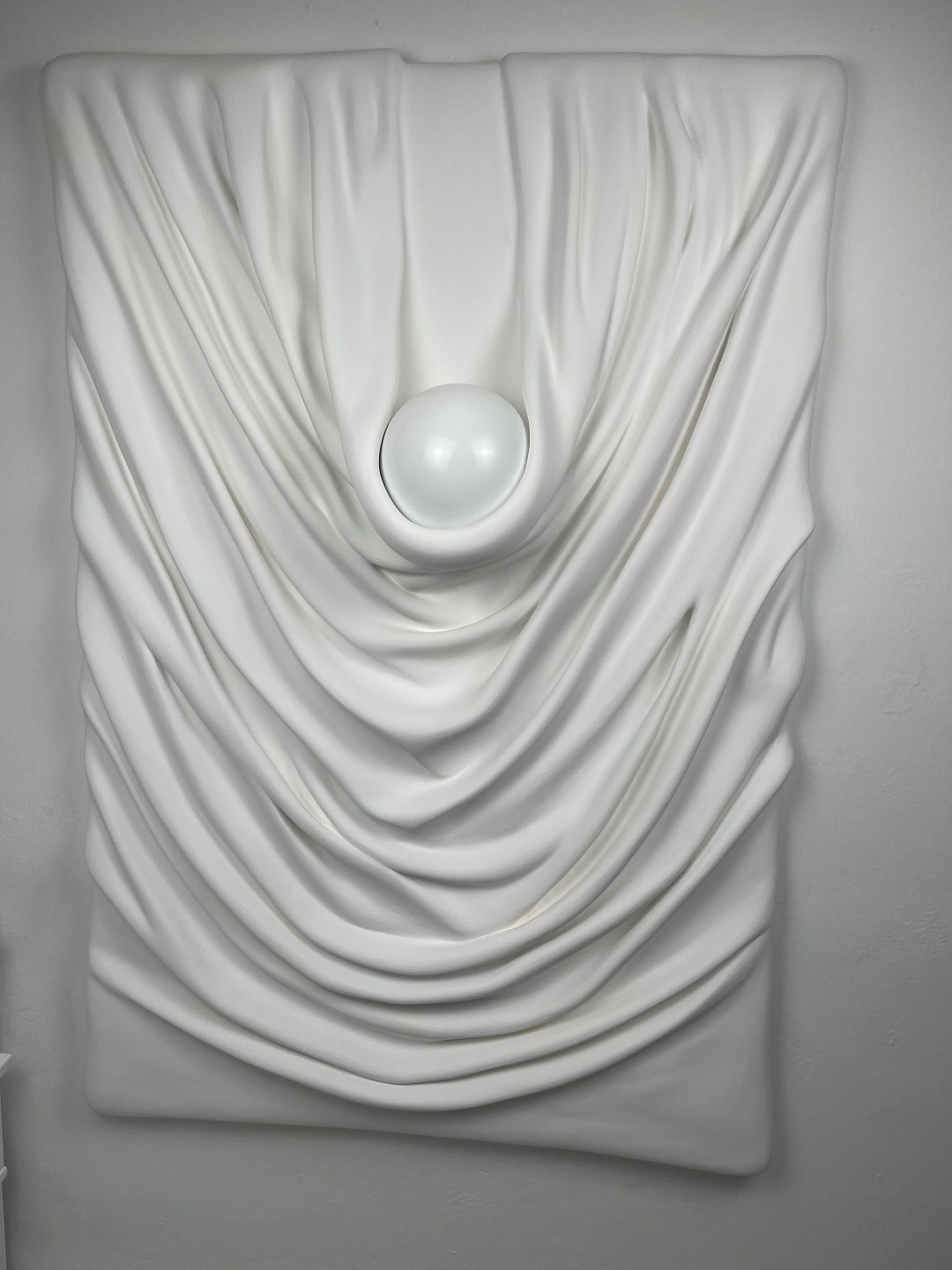 Big Wall Art / Plaster Artwork All White Artwork With Waves and Depth ...