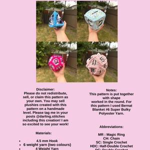 D4, D6, D12, D20 Dice Crochet DND Dice Pattern Set - Etsy