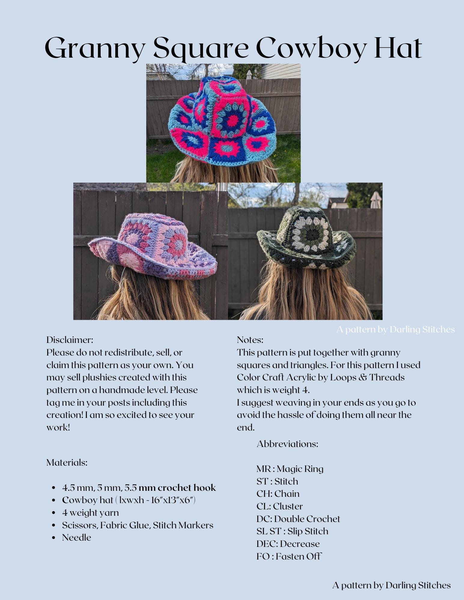 Adult Cowboy Hat Crochet Pattern