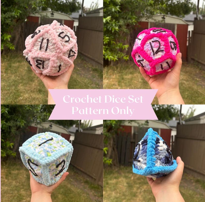 D4, D6, D12, D20 Dice Crochet DND Dice Pattern Set - Etsy