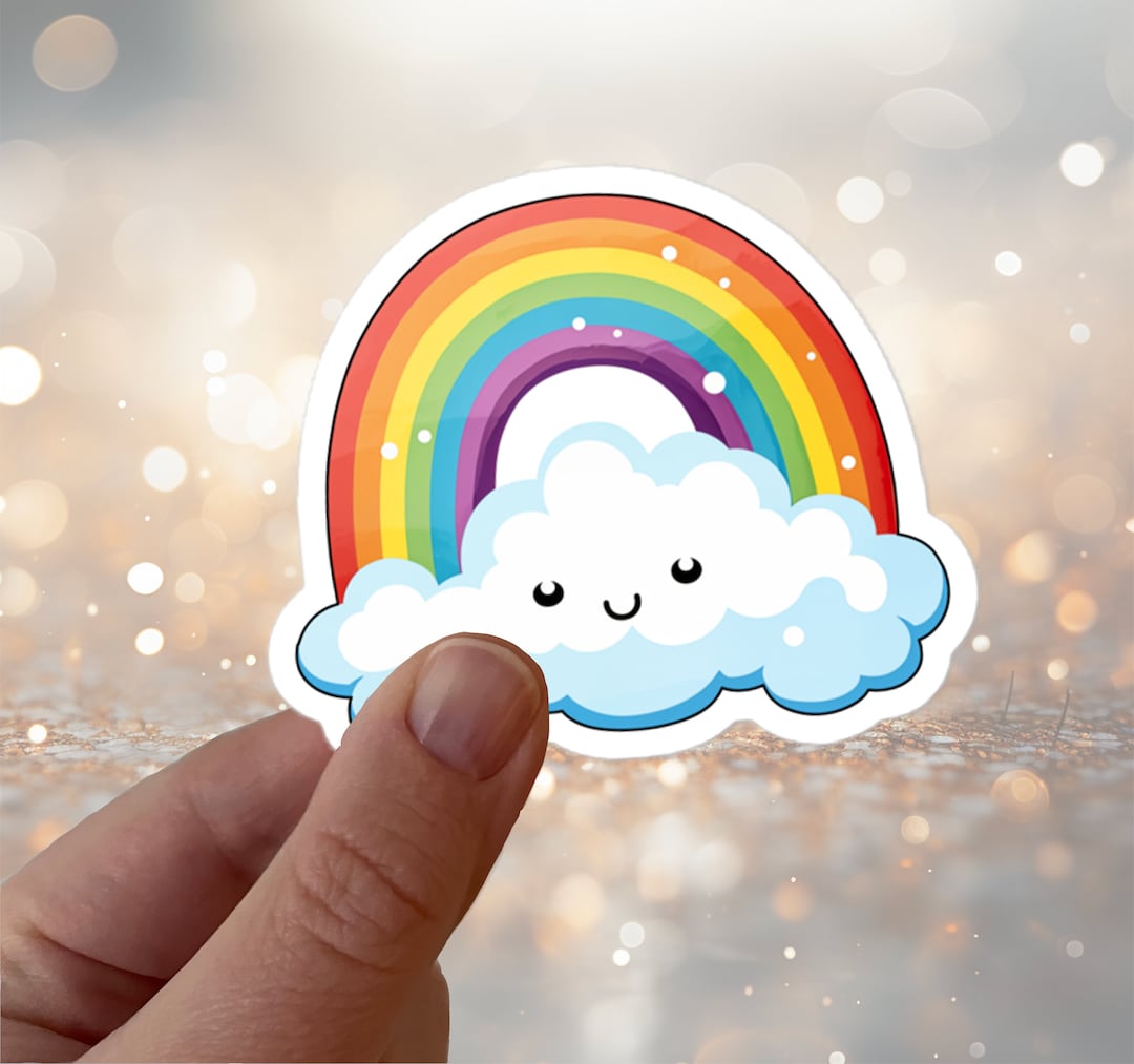 Rainbow Cloud Sticker - Laptop Decal - Etsy