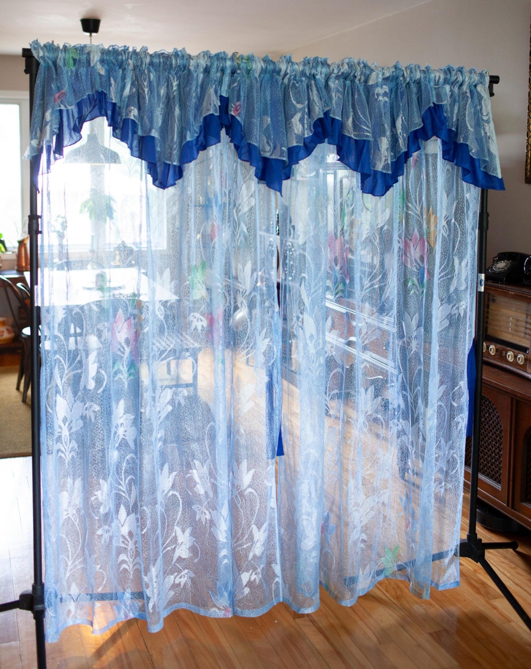 Rare Vintage 1980s French Filet Lace Curtain Panels - Set of 2, 1980s ...