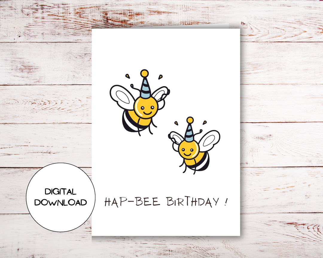 Supper Cute Bumble Bee Happy Birthday Card L Printable Funny Message ...