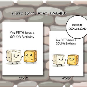 Printable Cute Cheese Birthday Card High Quality 300 DPI L Feta Gouda ...