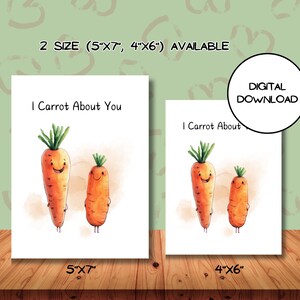 Printable Kawaii Carrot Funny Greeting Card L Digital Envelop Included ...