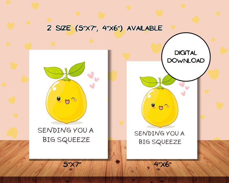 Cute Yellow Lemon Digital Greeting Card L Sending You a Big Squeeze L ...