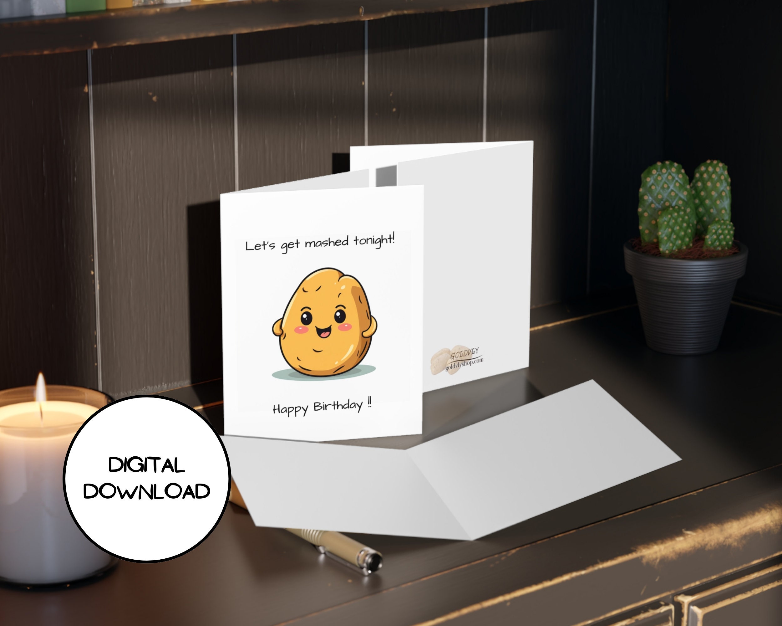 Printable Funny Potato Birthday Card L Lets Get Mashed L Fun
