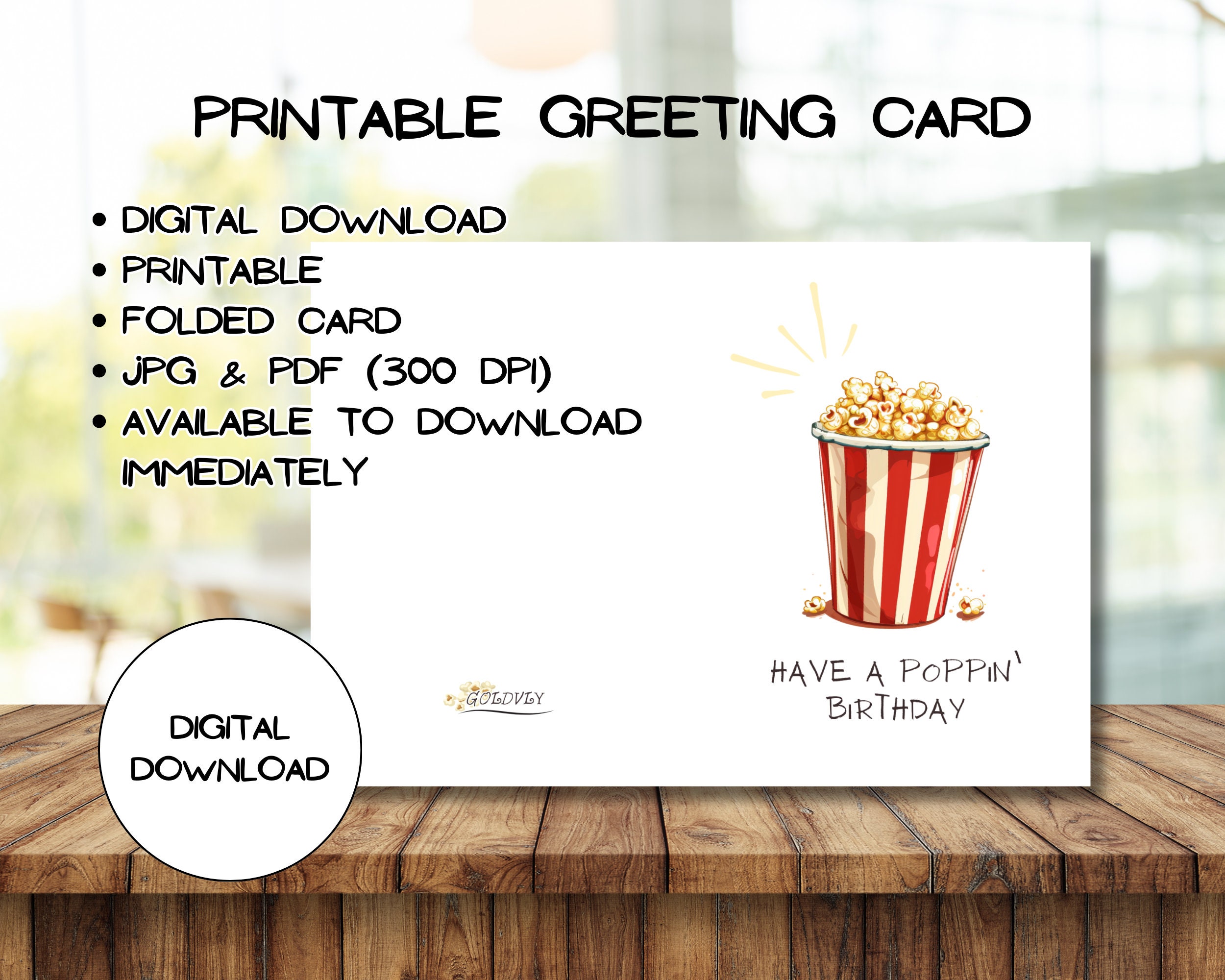 Have a Poppin' Birthday Fun Digital Card L Printable Happy Greeting ...