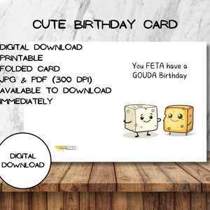 Printable Cute Cheese Birthday Card High Quality 300 DPI L Feta Gouda ...
