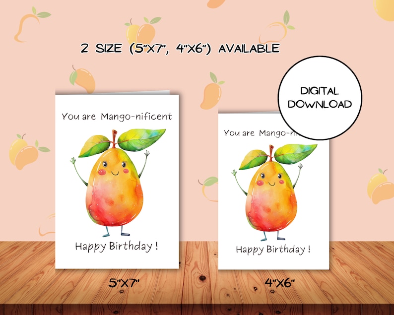 Cute Mango Design Happy Birthday Card L Printable Special Fruit ...
