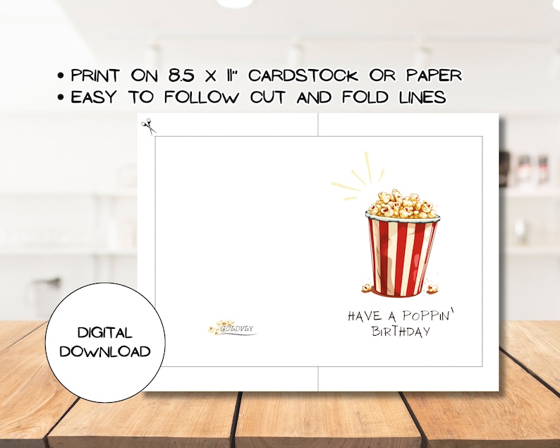 Have a Poppin' Birthday Fun Digital Card L Printable Happy Greeting ...