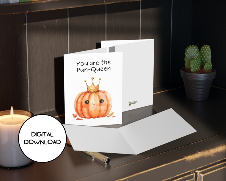 Printable Cute Pun Queen With Crown Greeting Card L Downloadable ...