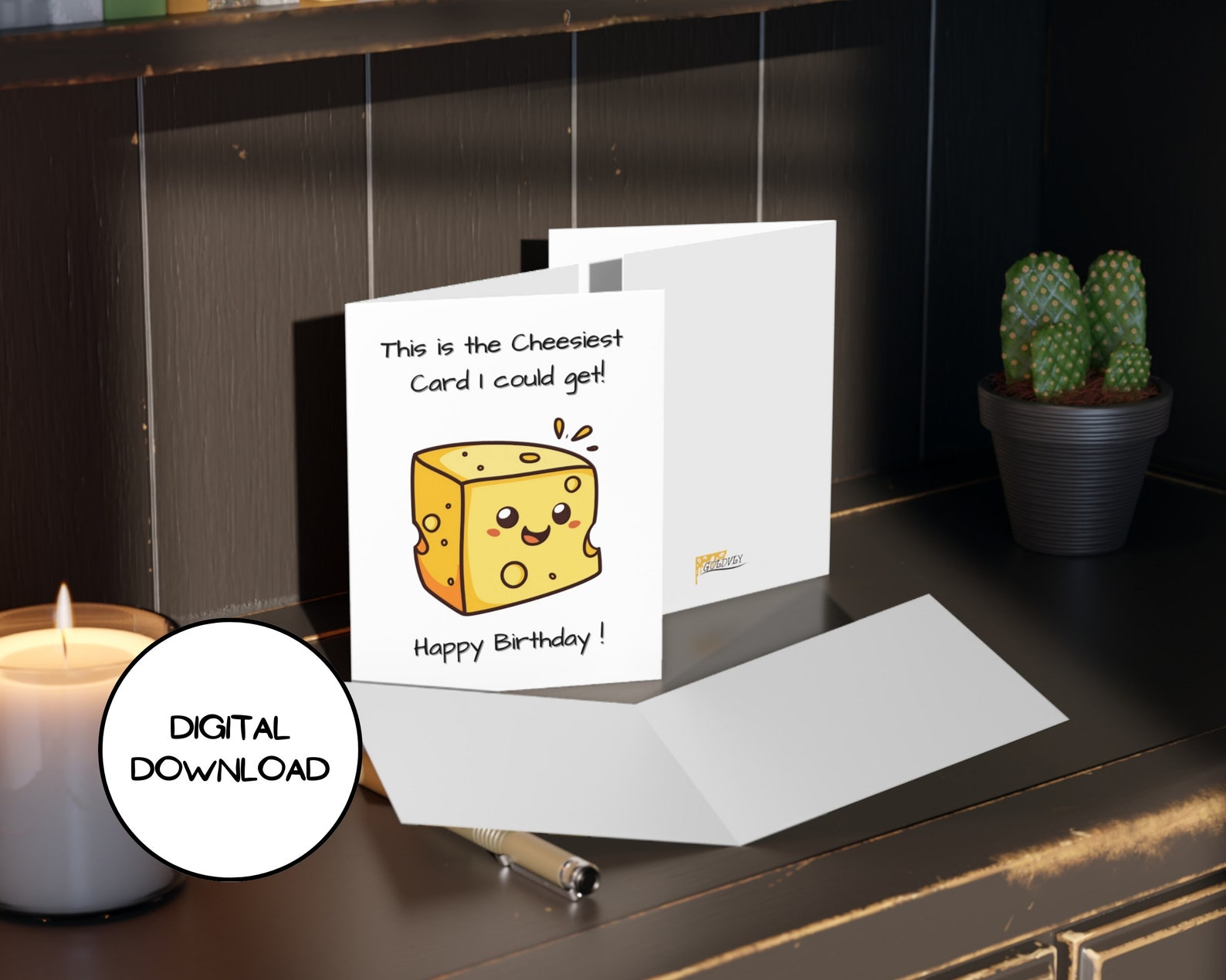 Digital Cheesiest Birthday Card L Cute Cheese Card L Envelop Included L ...