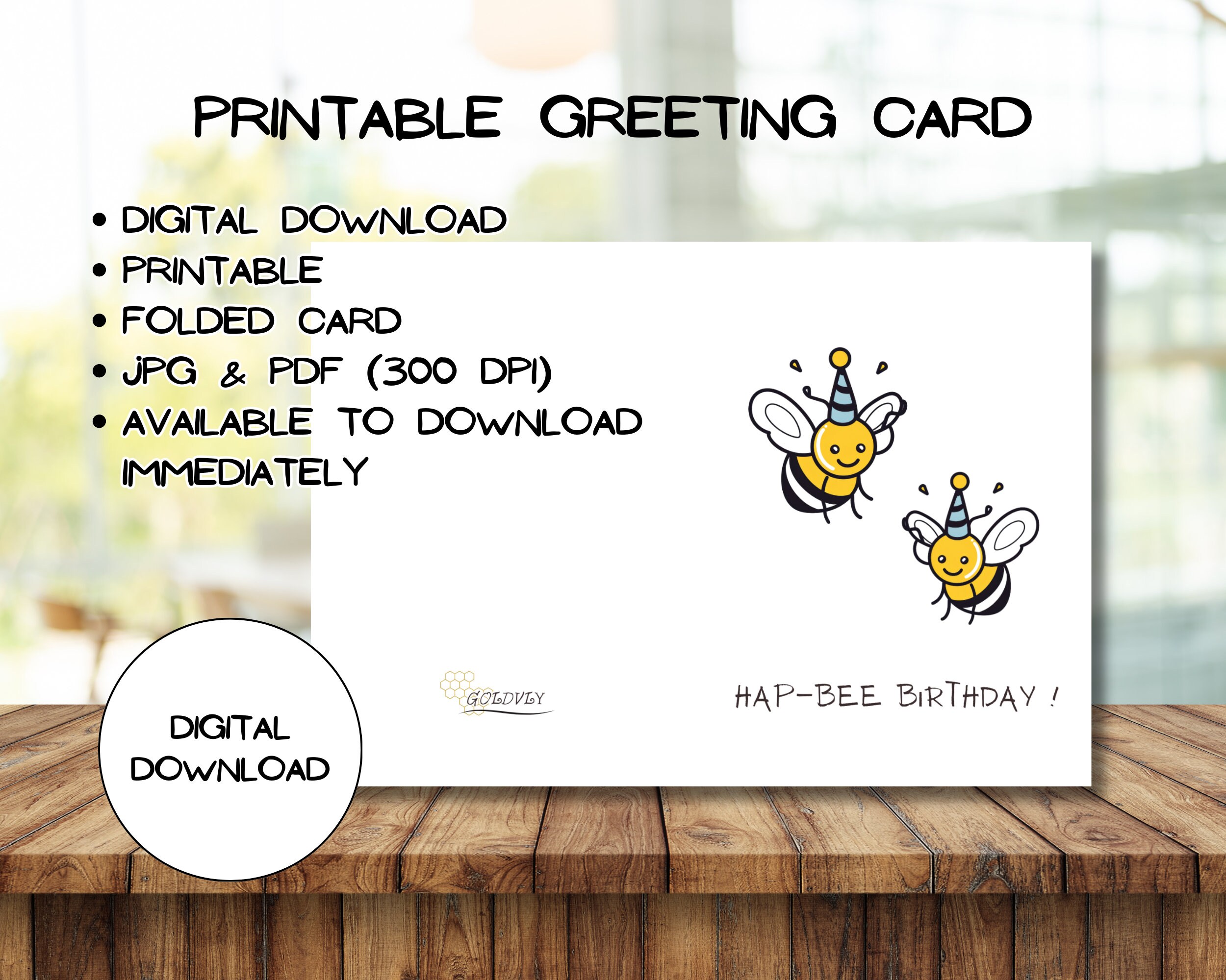 Supper Cute Bumble Bee Happy Birthday Card L Printable Funny Message ...