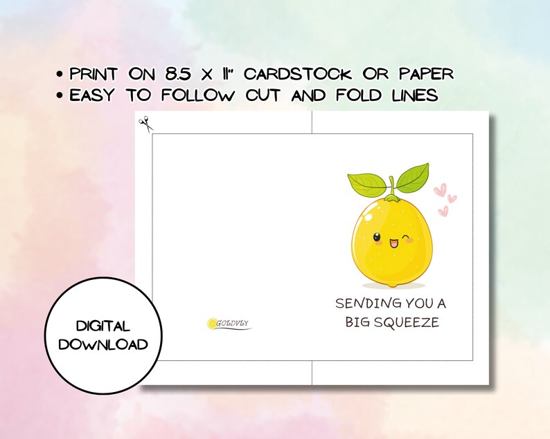 Cute Yellow Lemon Digital Greeting Card L Sending You a Big Squeeze L ...