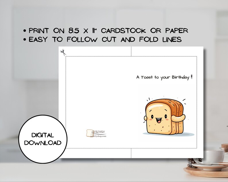 Printable Funny Toast Birthday Card L Printable Envelop Included L ...