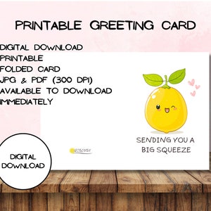 Cute Yellow Lemon Digital Greeting Card L Sending You a Big Squeeze L ...