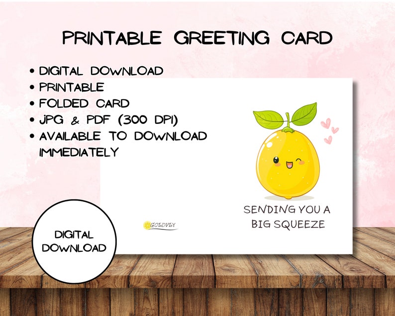 Cute Yellow Lemon Digital Greeting Card L Sending You a Big Squeeze L ...