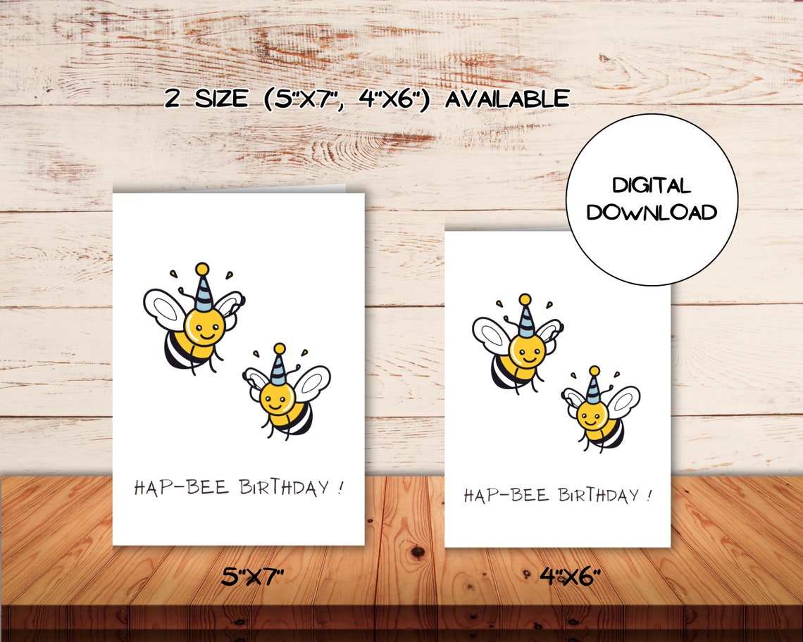Supper Cute Bumble Bee Happy Birthday Card L Printable Funny Message ...
