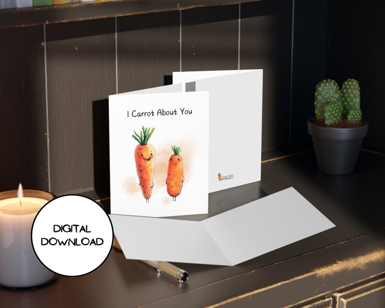 Printable Kawaii Carrot Funny Greeting Card L Digital Envelop Included ...