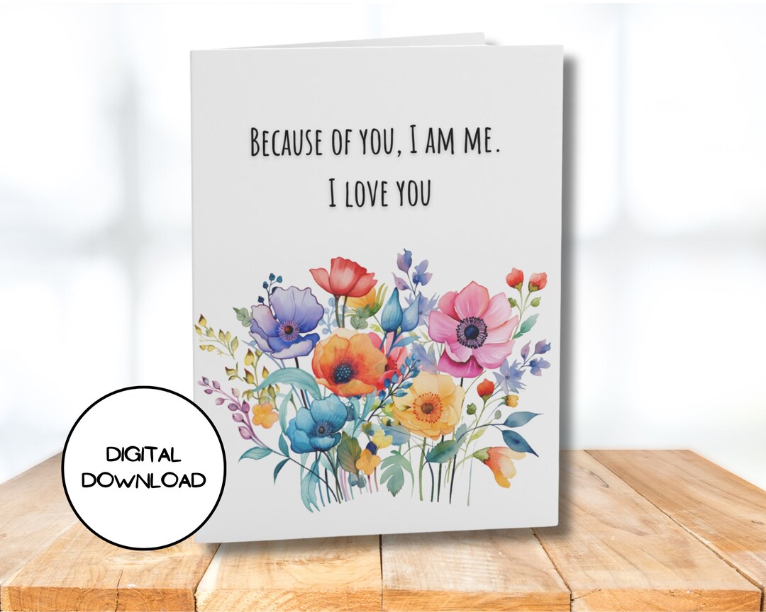 Printable Warm Spring Flower Greeting Card L Digital Colorful Floral ...