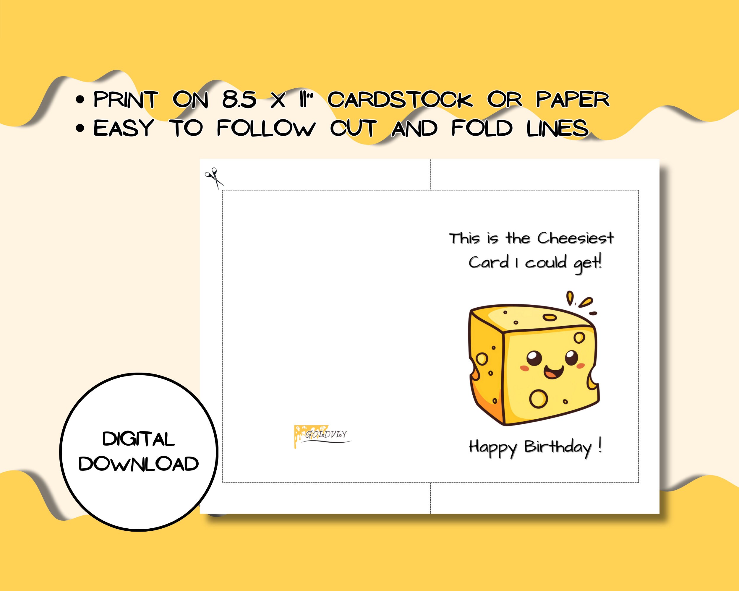 Digital Cheesiest Birthday Card L Cute Cheese Card L Envelop Included L ...
