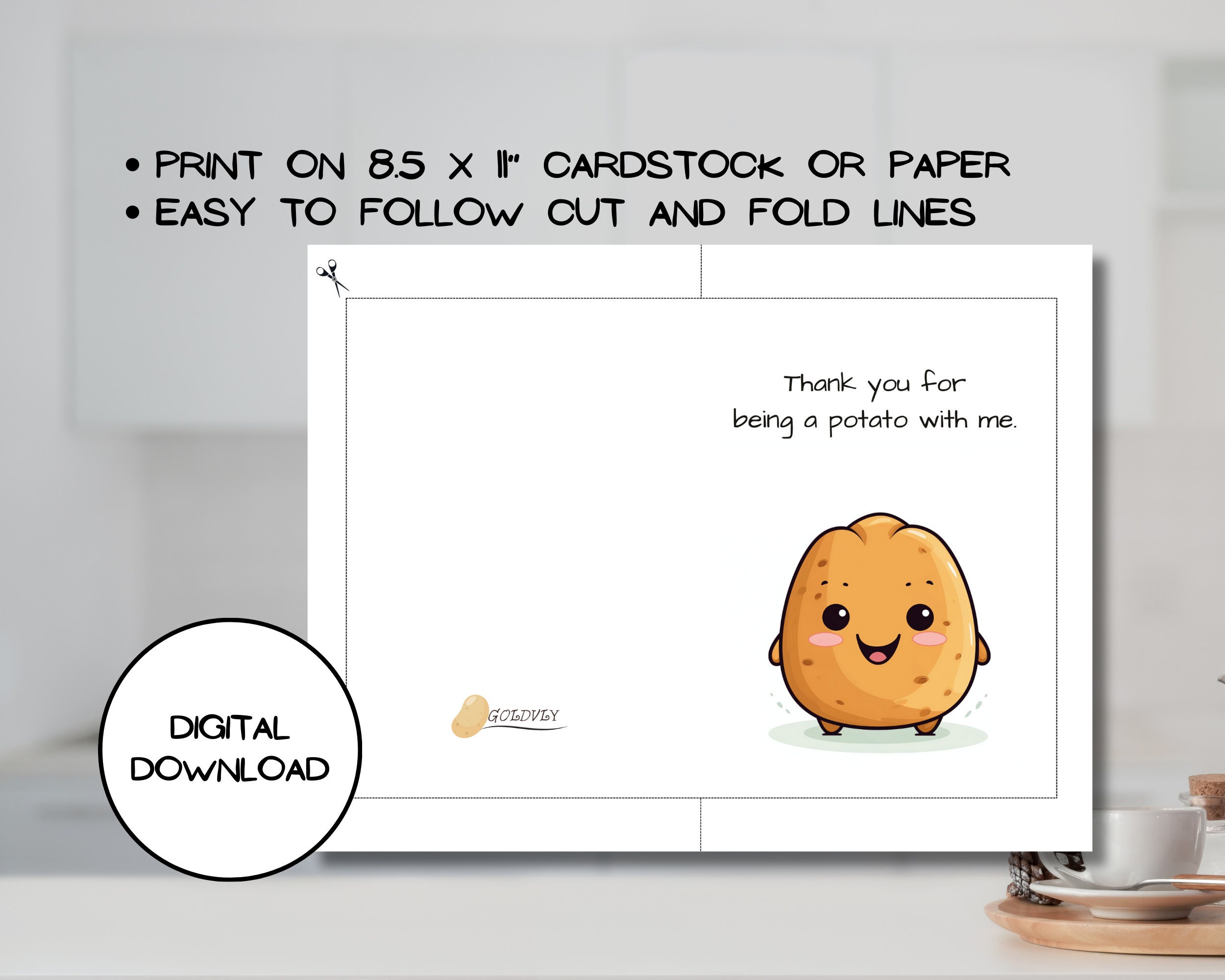 Printable Ugly Potato Greeting Card L Being a Potato With Me L Digital ...