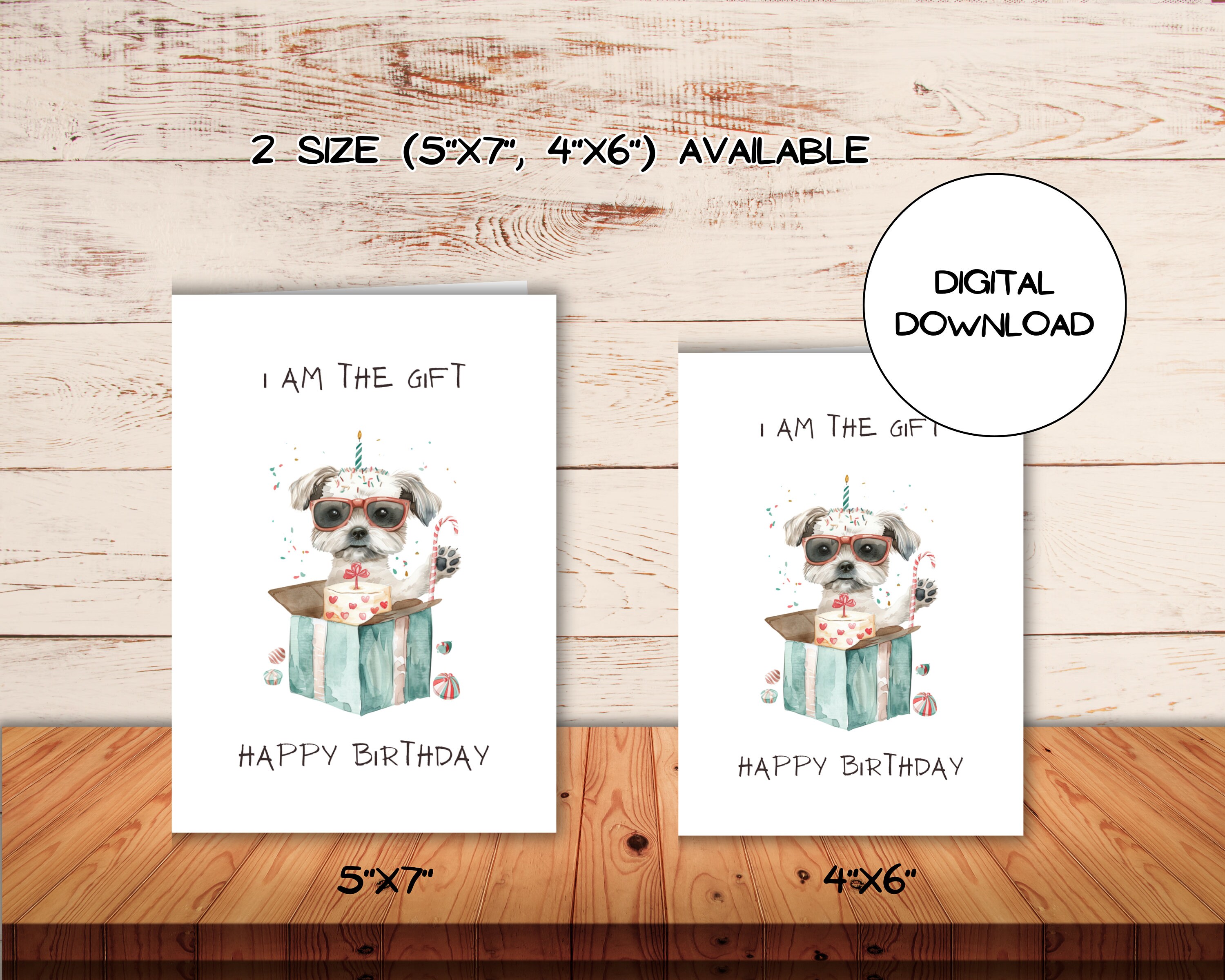 Cute Puppy Gift Happy Birthday Card L Printable Funny Animal Greeting ...