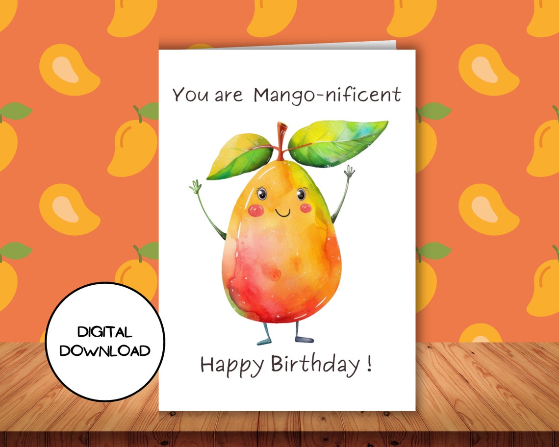 Cute Mango Design Happy Birthday Card L Printable Special Fruit ...