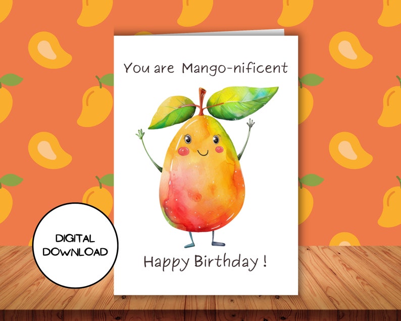 Cute Mango Design Happy Birthday Card L Printable Special Fruit ...