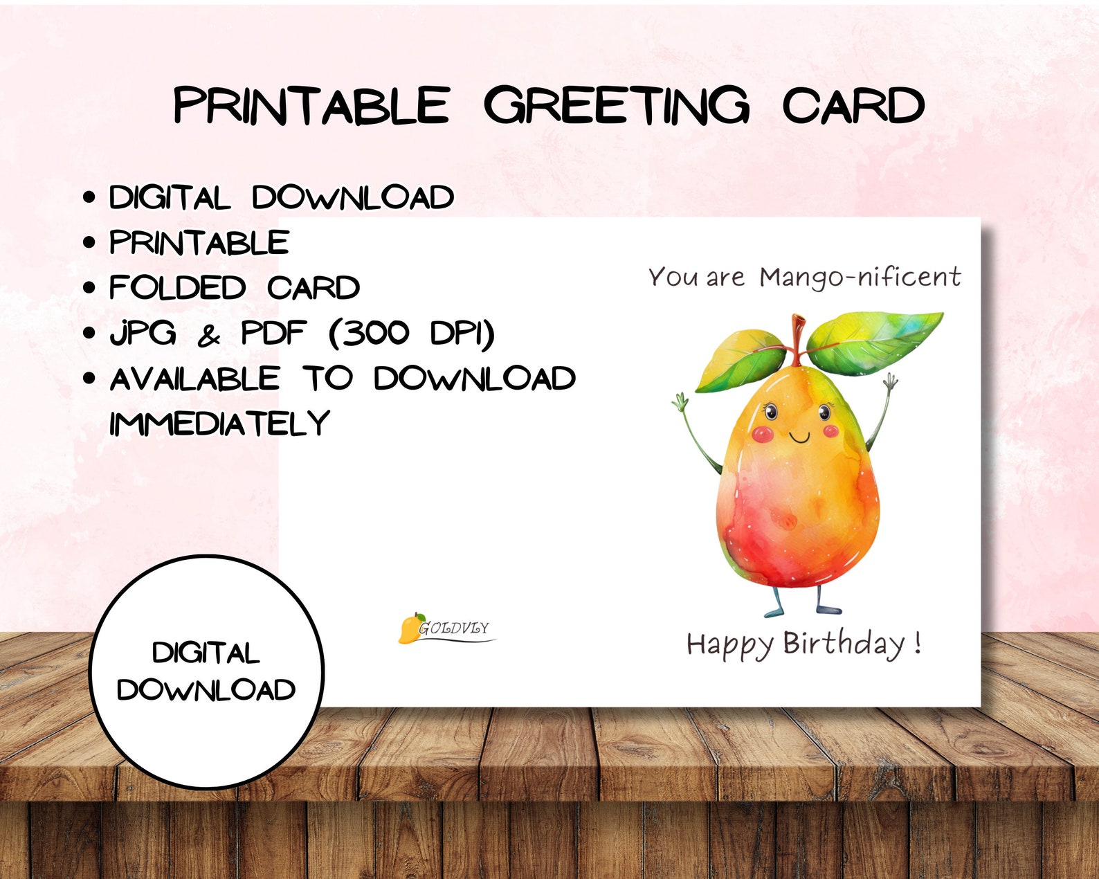 Cute Mango Design Happy Birthday Card L Printable Special Fruit ...