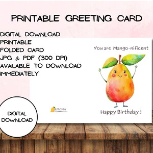 Cute Mango Design Happy Birthday Card L Printable Special Fruit ...