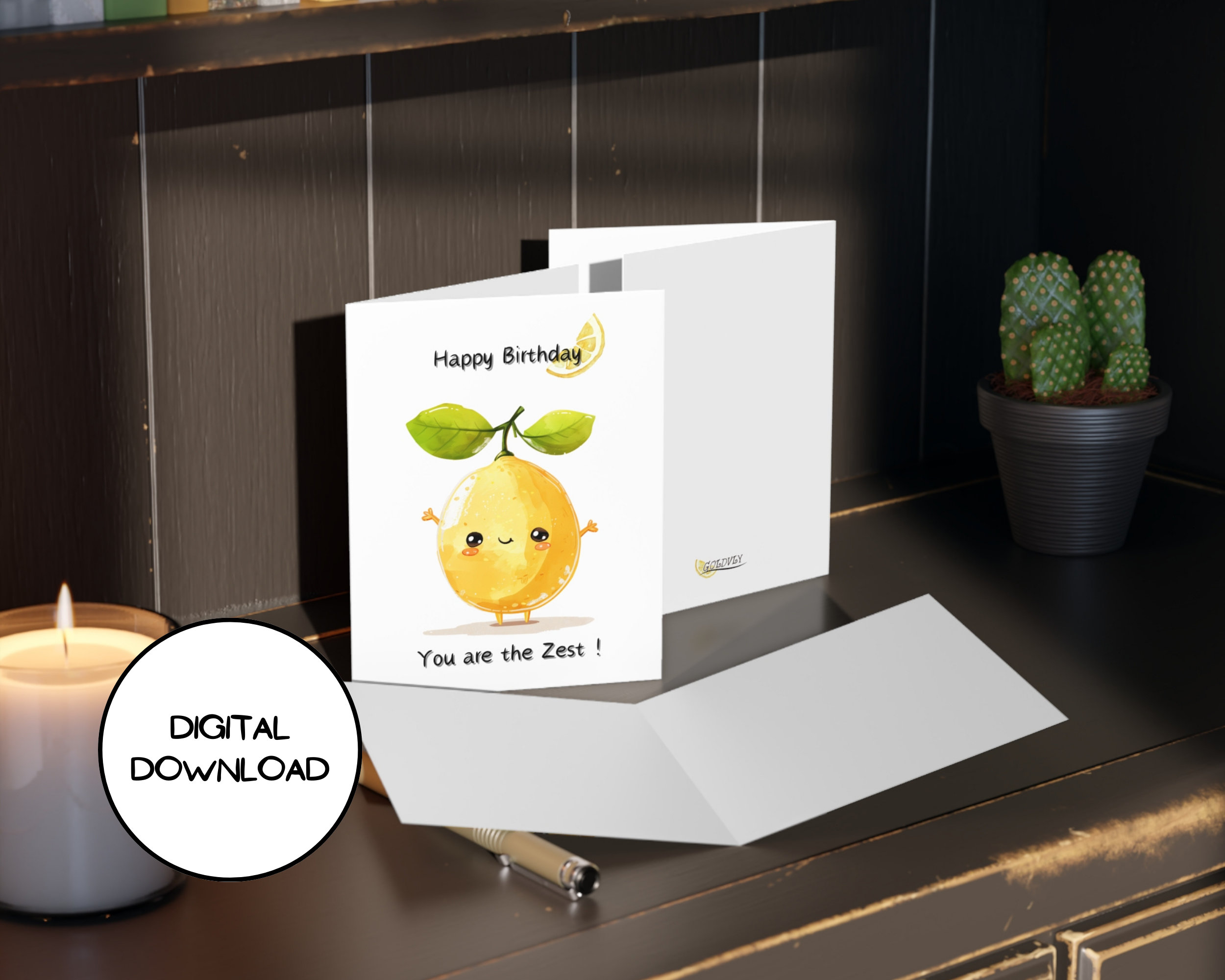 Digital Juicy Cute Lemon Birthday Card L You Are the Zest Greeting ...