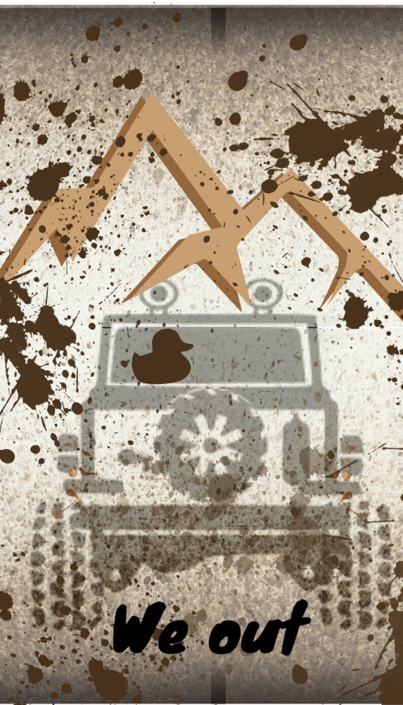 Off Road Vehicle Birthday Invitation Mud 4X4 Tire Tracks Rubber Duck ...