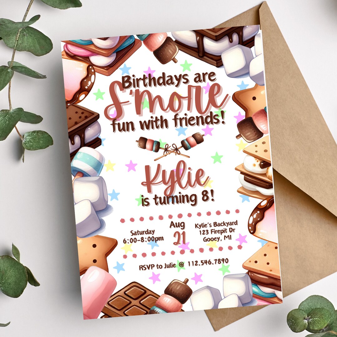 Smore Fun With Friends Invitation, Smores Theme With Marshmallows ...