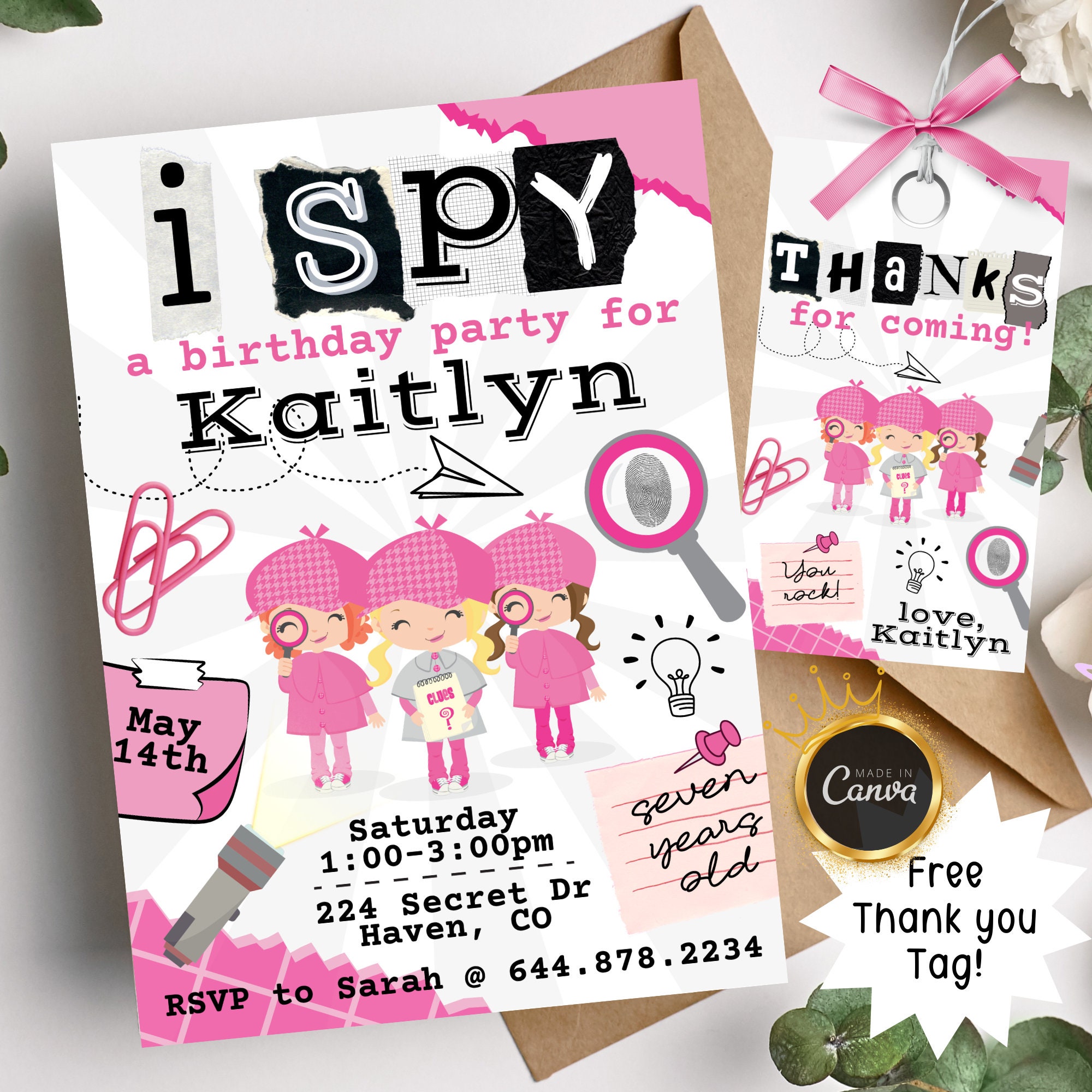 I Spy Detective Birthday Party Invitation Clue Theme Birthday Spy Theme ...