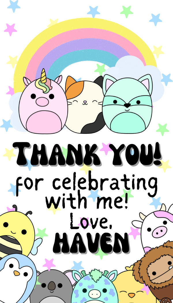 Squish Party Birthday Invitation for Girls With Free Thank You Tag ...