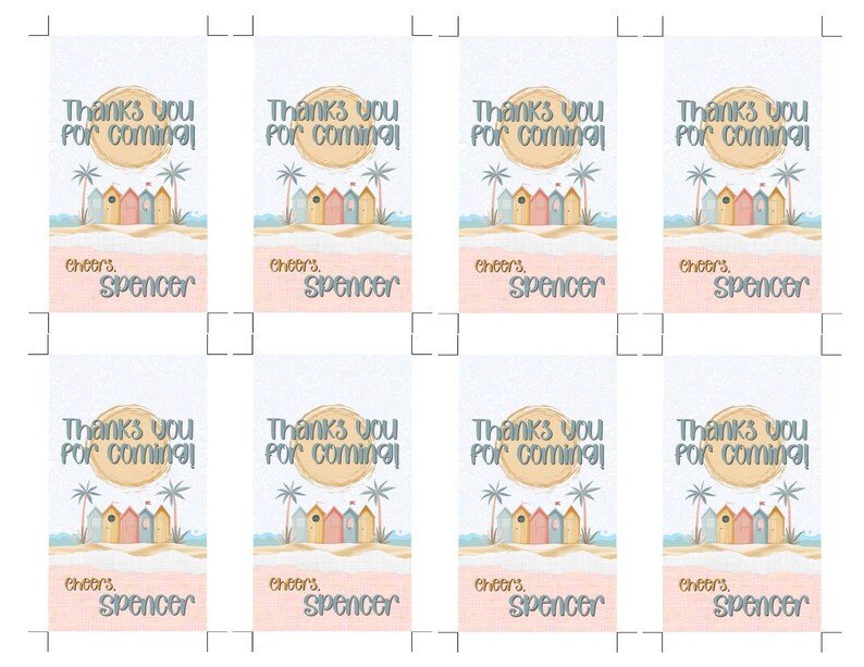 Beach Birthday Invitation for Boy or Girl Boho Style With Beach Huts ...