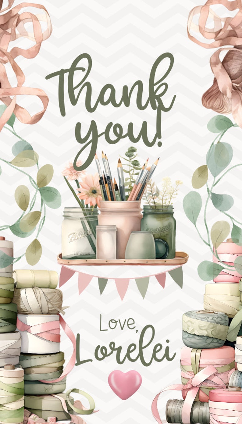 Craft Party Birthday Invitation Paint Jars Paint Brushes Ribbon and ...