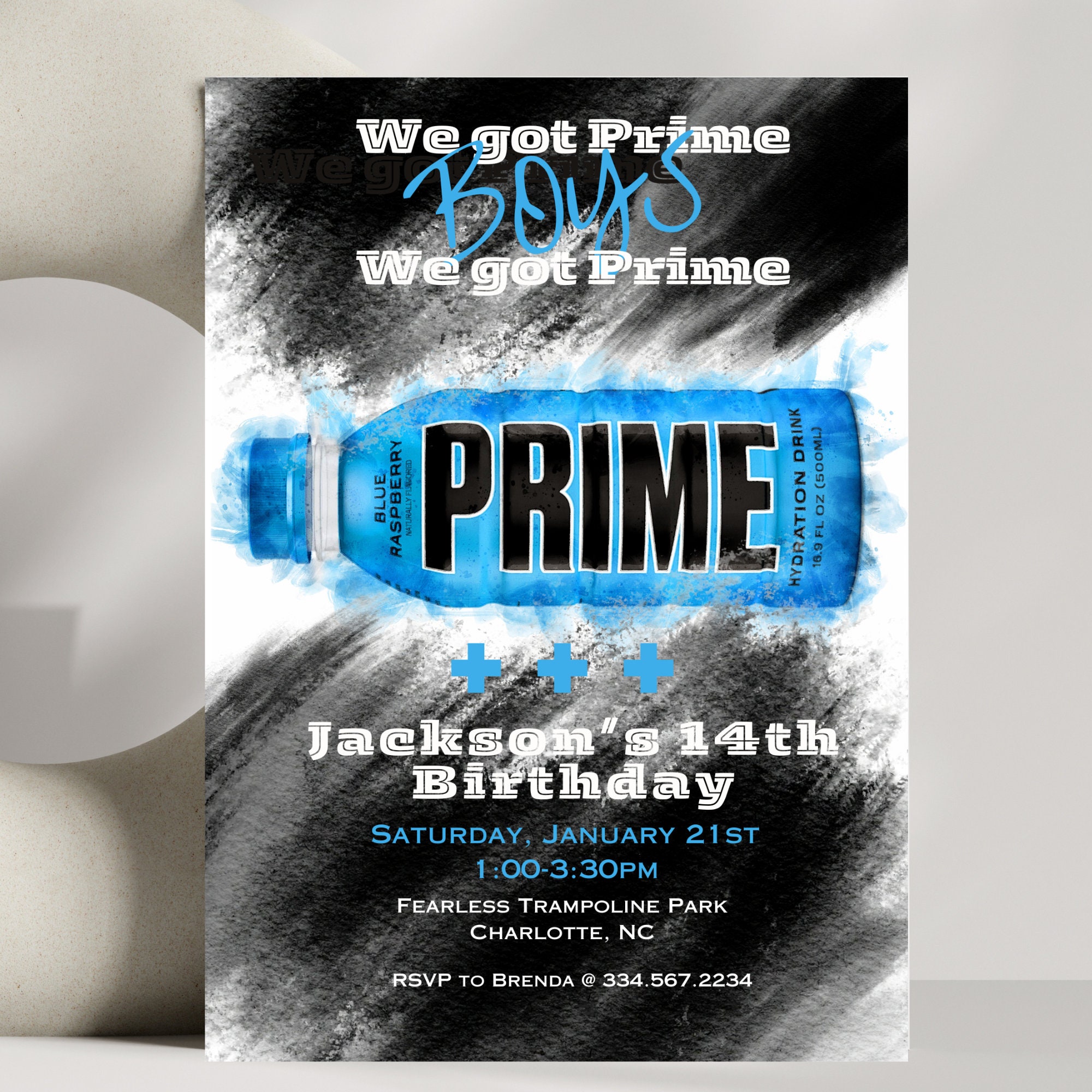 Prime Bottle Birthday Party Invitation Blue Rasberry, Prime Drink ...