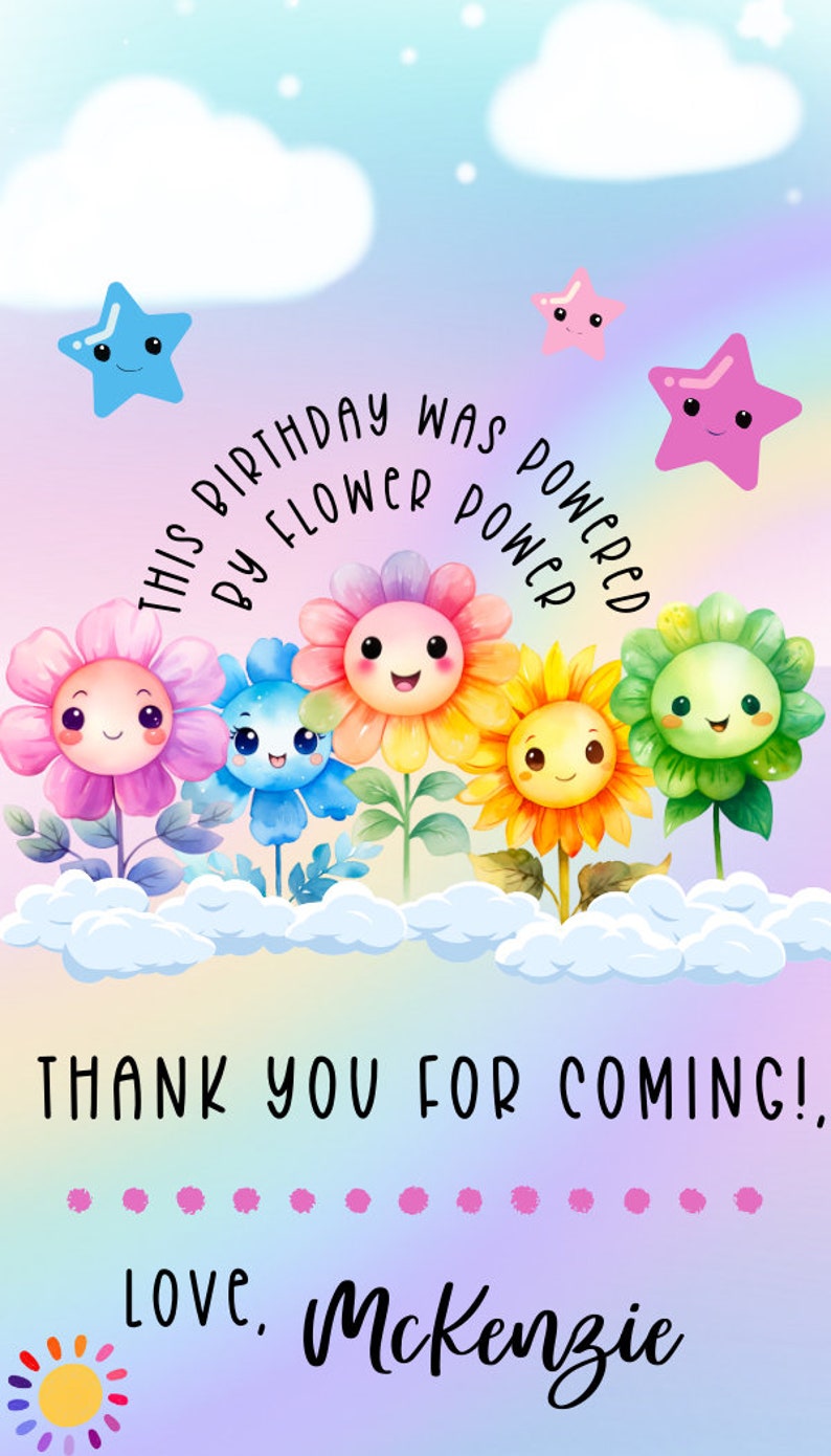 Flower Power Birthday Invitation Girls Birthday Flower Themed Preppy ...