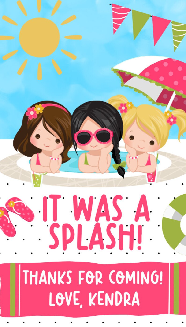 Pool Party Birthday Invitation Girls Pool Birthday Invitation Pool ...