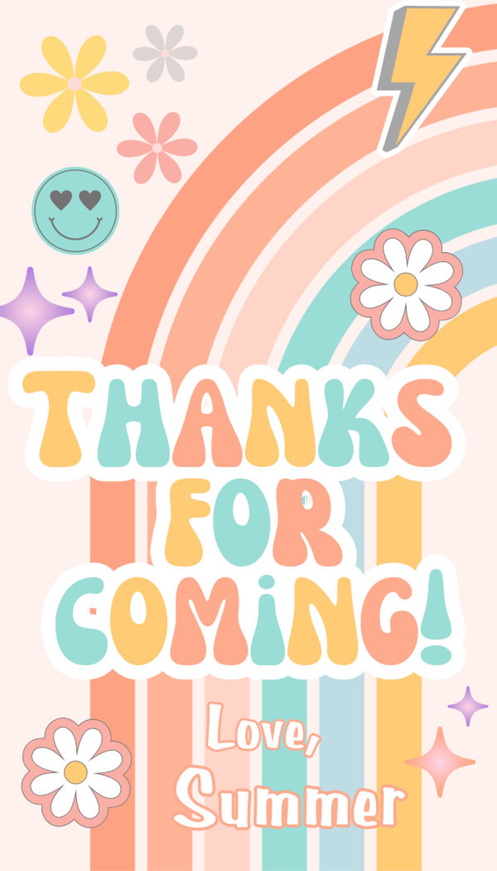 Let's Get Groovy Preppy Birthday Invitation Girls Birthday Happy Face ...