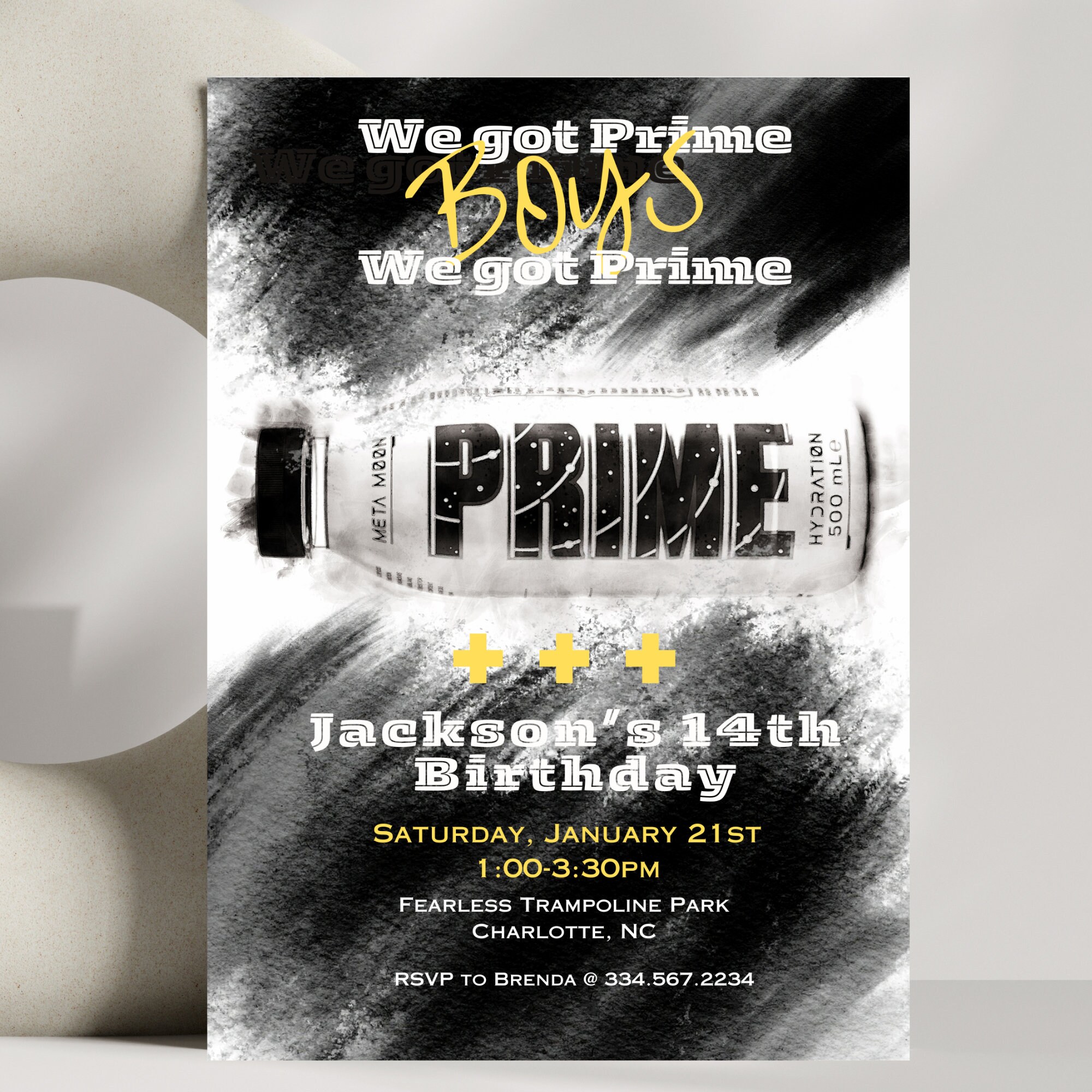 Prime Bottle Birthday Party Invitation Meta Moon, Prime Drink Teenage ...